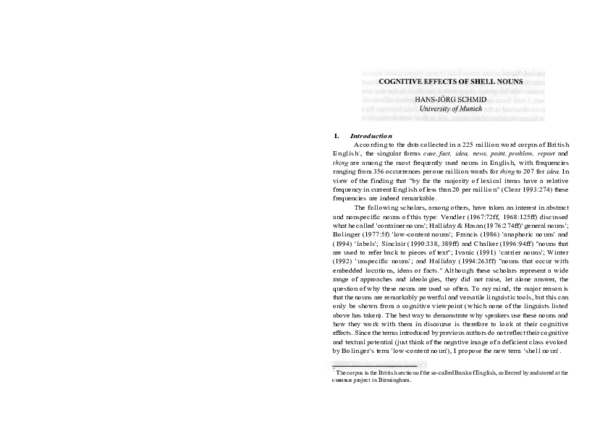 (PDF) Cognitive effects of shell nouns.