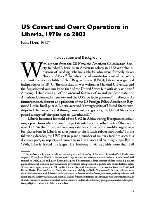 (PDF) US Covert and Overt Operations in Liberia, 1970s to 2003