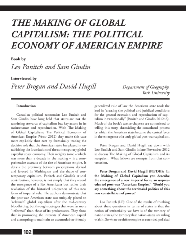 (PDF) REVIEW The Making of Global Capitalism: The Political Economy of ...