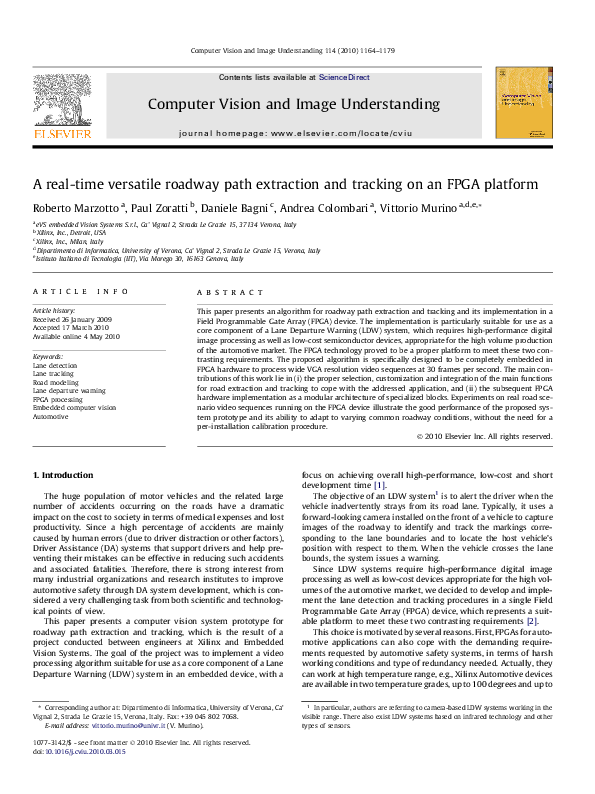 (PDF) A real-time versatile roadway path extraction and tracking on an FPGA platform