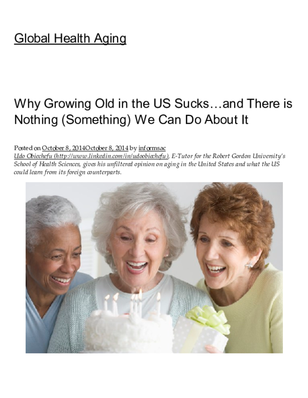 (PDF) Why Growing Old in the US Sucks…and There is Nothing (Something ...