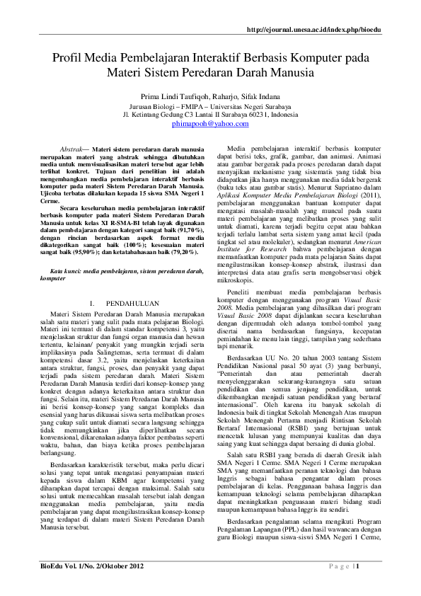 (PDF) Profil Media Pembelajaran Interaktif Berbasis Komputer pada Materi Sistem Peredaran Darah ...