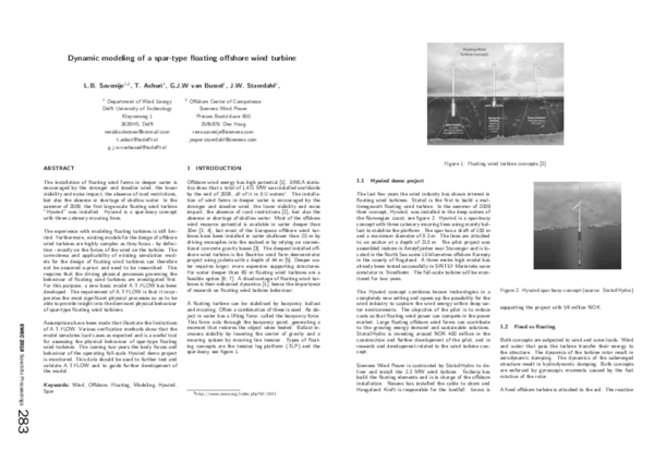 Pdf Dynamic Modeling Of A Spar Type Floating Offshore Wind Turbine