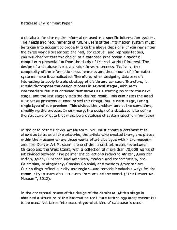 (DOC) Database Environment Paper