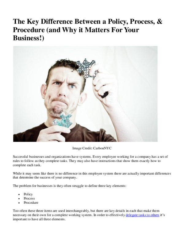 (DOC) The Key Difference Between a Policy, Process, & Procedure (and ...
