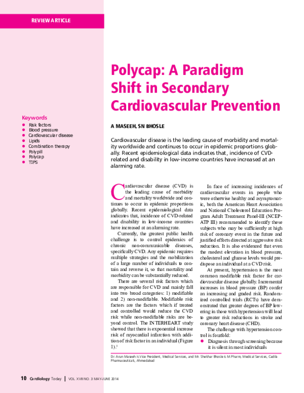 (PDF) Polycap: A Paradigm Shift in Secondary Cardiovascular Prevention