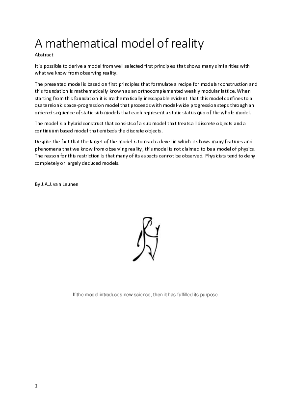 (PDF) A Mathematical Model of Reality