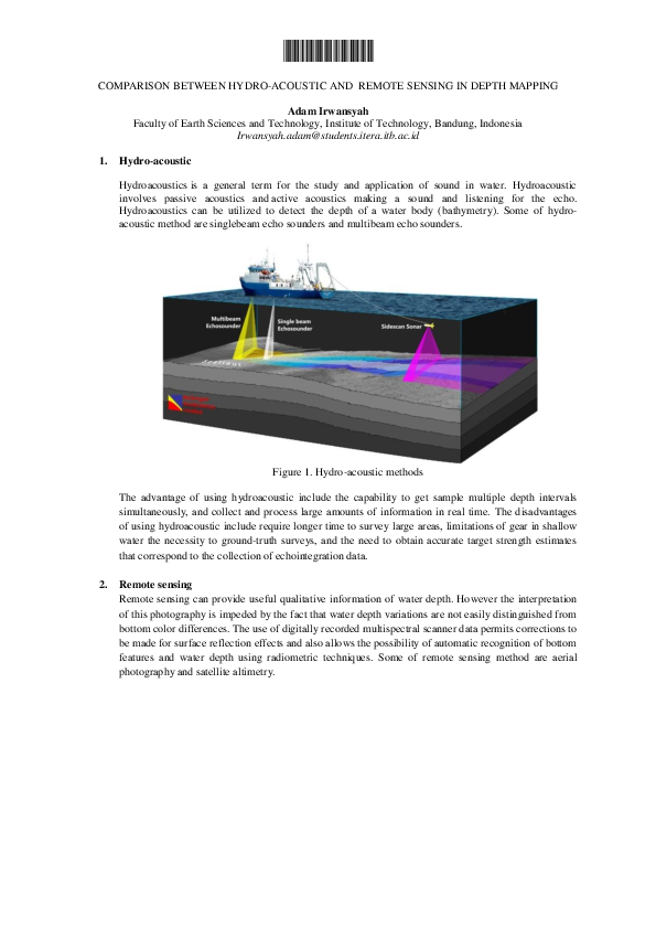 (DOC) COMPARISON BETWEEN HYDRO-ACOUSTIC AND REMOTE SENSING IN DEPTH MAPPING