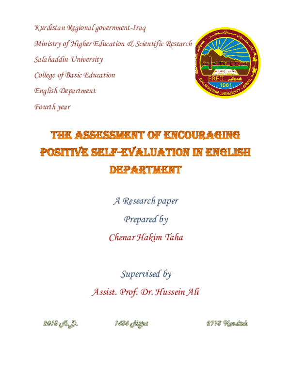 (PDF) The assessment of encouraging positive self-evaluation