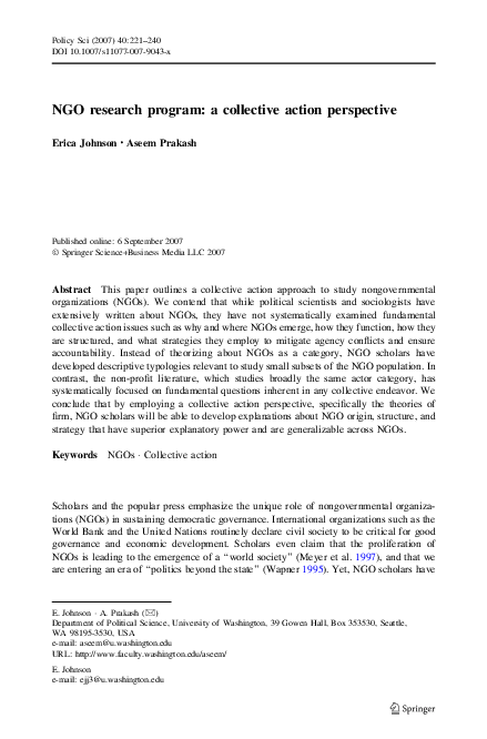 (PDF) NGO Research Program: A Collective Action Perspective
