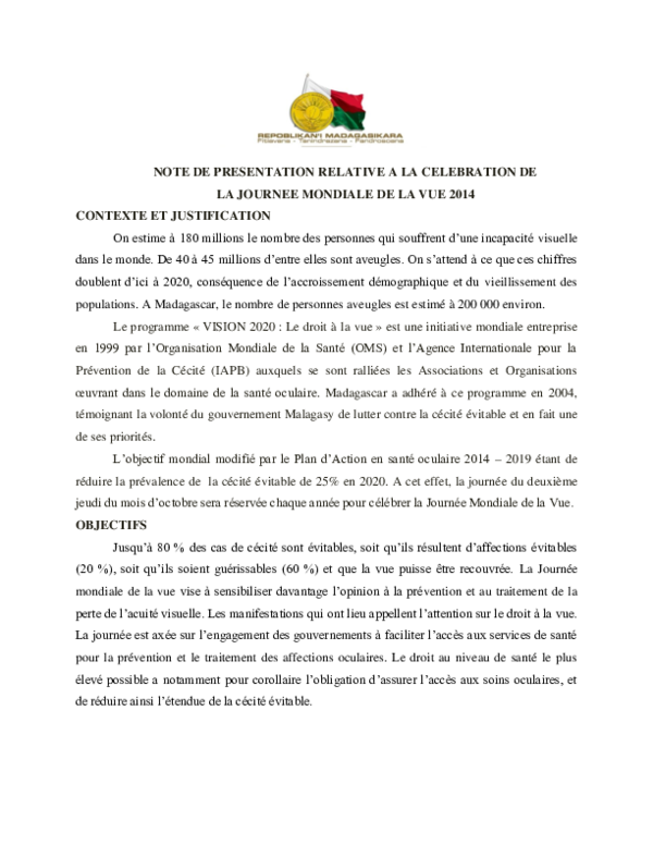 (PDF) NOTE DE PRESENTATION RELATIVE A LA CELEBRATION DE