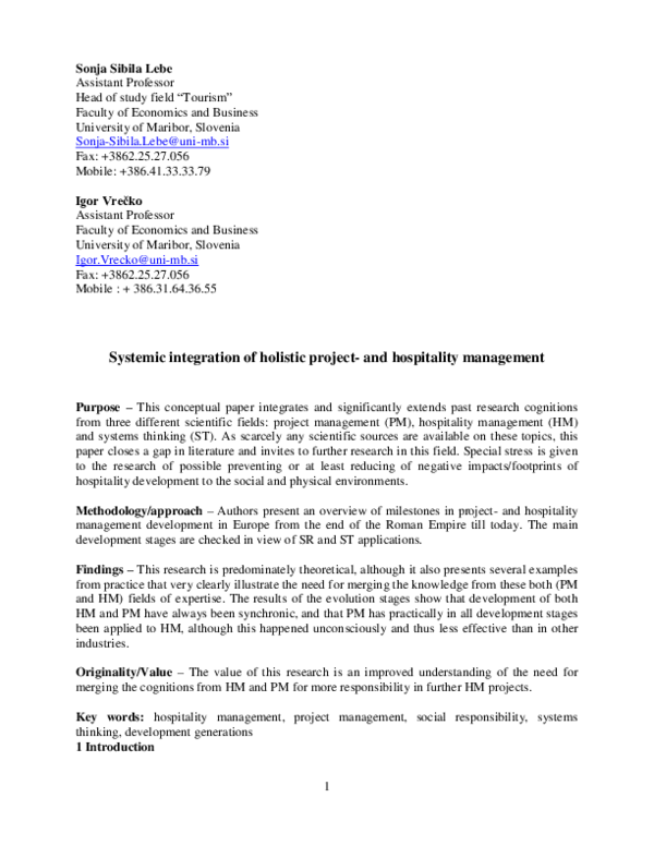 (DOC) Systemic integration of holistic project management and ...