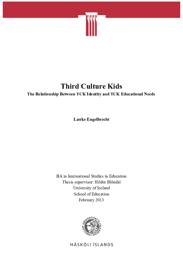 (PDF) Third Culture Kids The Relationship Between TCK Identity and TCK ...