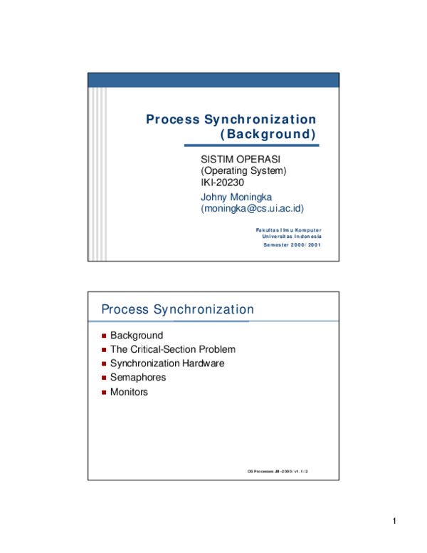 (PDF) Process Synchronization (Background
