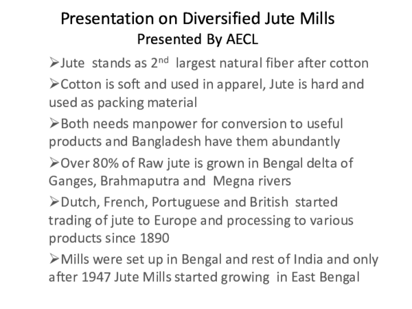 (PPT) Presentation on a Diversified Jute Mills Project