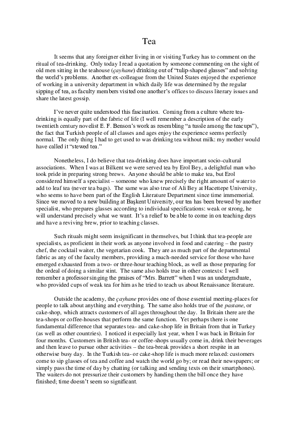 (DOC) The Importance of Tea-Drinking (2014)