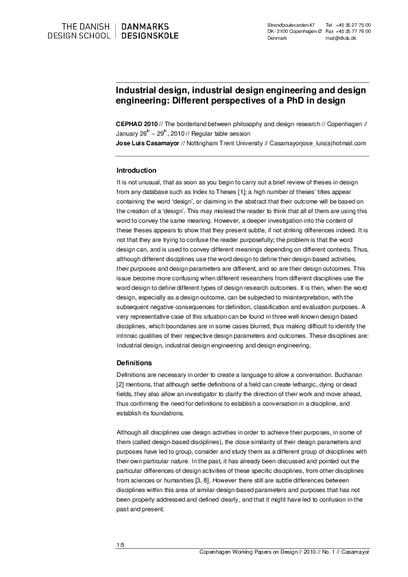 (PDF) Industrial design, industrial design engineering and design ...