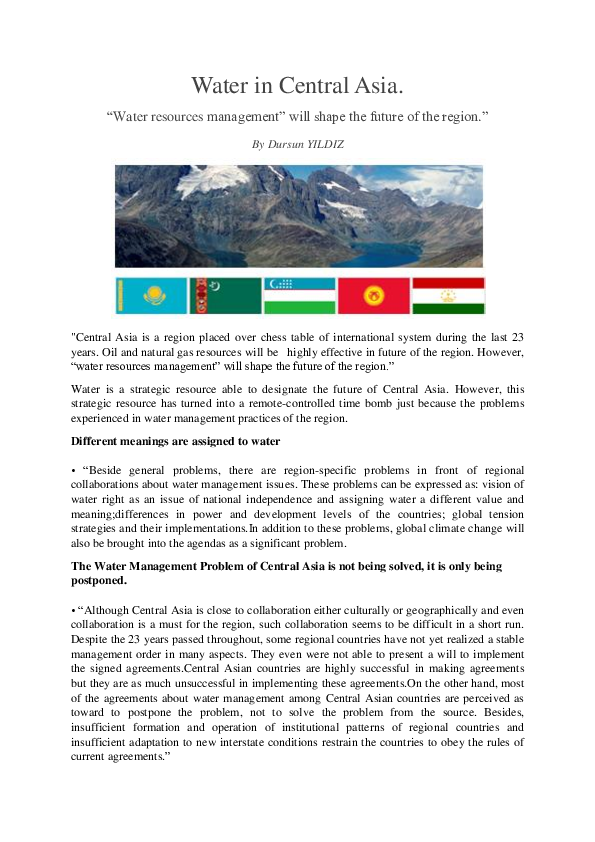 (PDF) Water in Central Asia