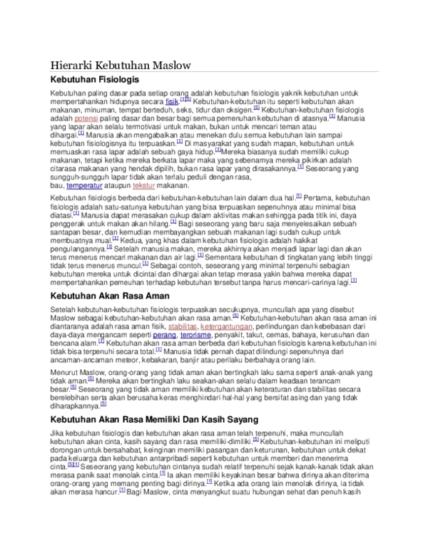 (DOC) Teori hierarki kebutuhan Maslow