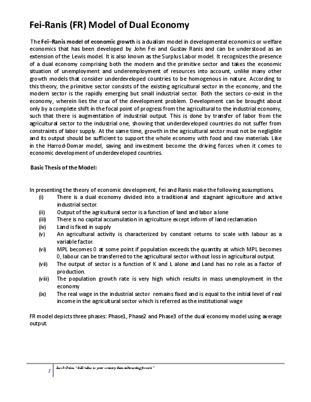 (DOC) Fei-Ranis (FR) Model of Dual