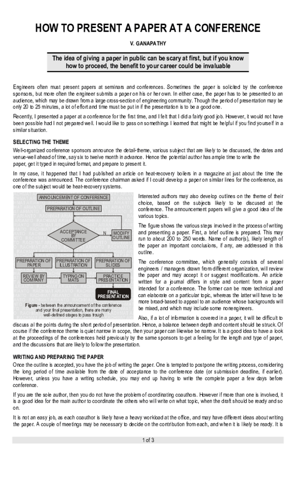 (PDF) HOW TO PRESENT A PAPER AT A CONFERENCE