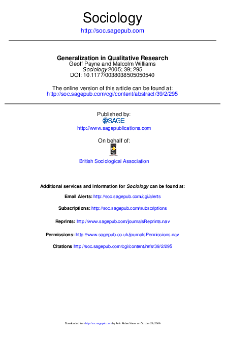(PDF) 295 Sociology Generalization in Qualitative Research2/295 Citations