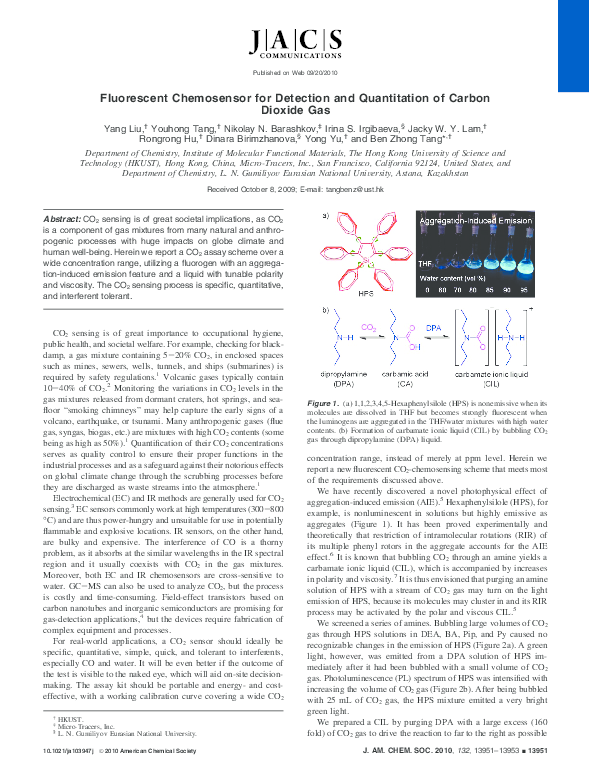 (PDF) Fluorescent Chemosensor for Detection and Quantitation of Carbon Dioxide Gas