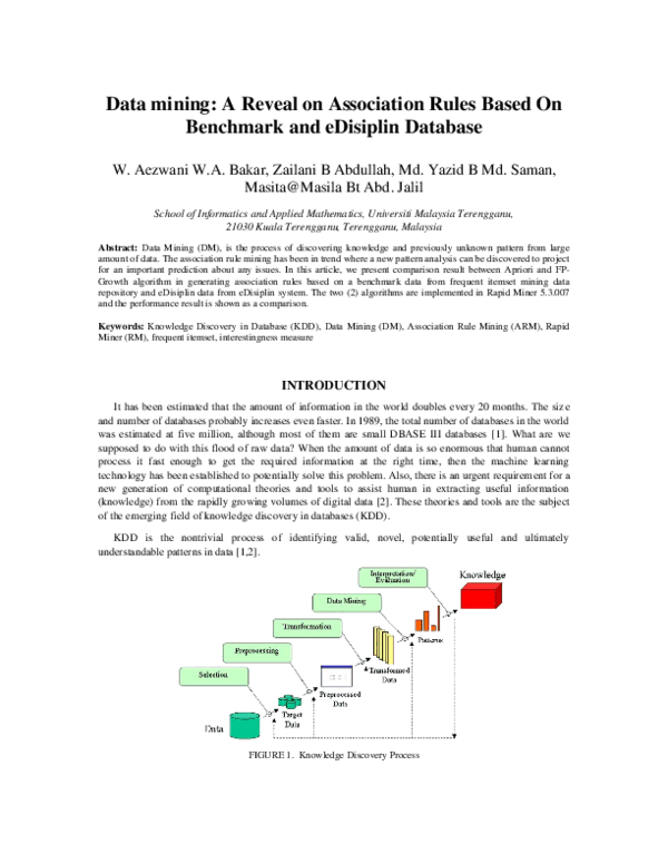 (DOC) Data mining: A Reveal on Association Rules Based On Benchmark and eDisiplin Database
