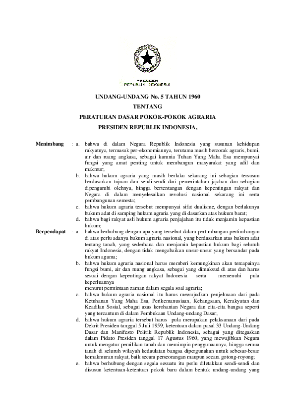 (PDF) UU No 5 Tahun 1960 UUPA
