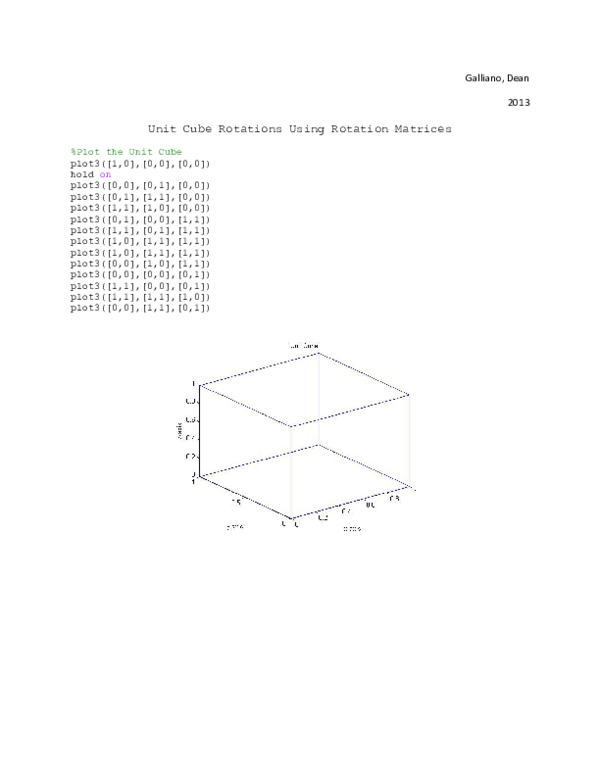 (PDF) Unit Cube Rotations Using Rotation Matrices
