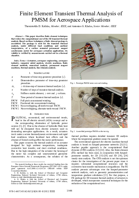 Pdf Finite Element Transient Thermal Analysis Of Pmsm For Aerospace