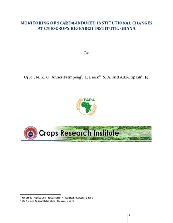 (PDF) SCARDA-induced Institutional Changes at the CSIR-Crops Research ...