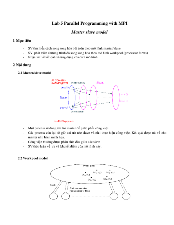 (PDF) Lab 5 Parallel Programming with MPI Master slave model