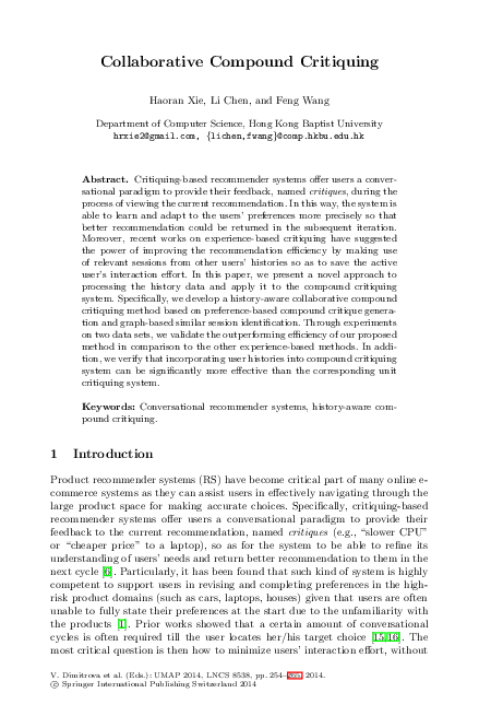 (PDF) Collaborative Compound Critiquing