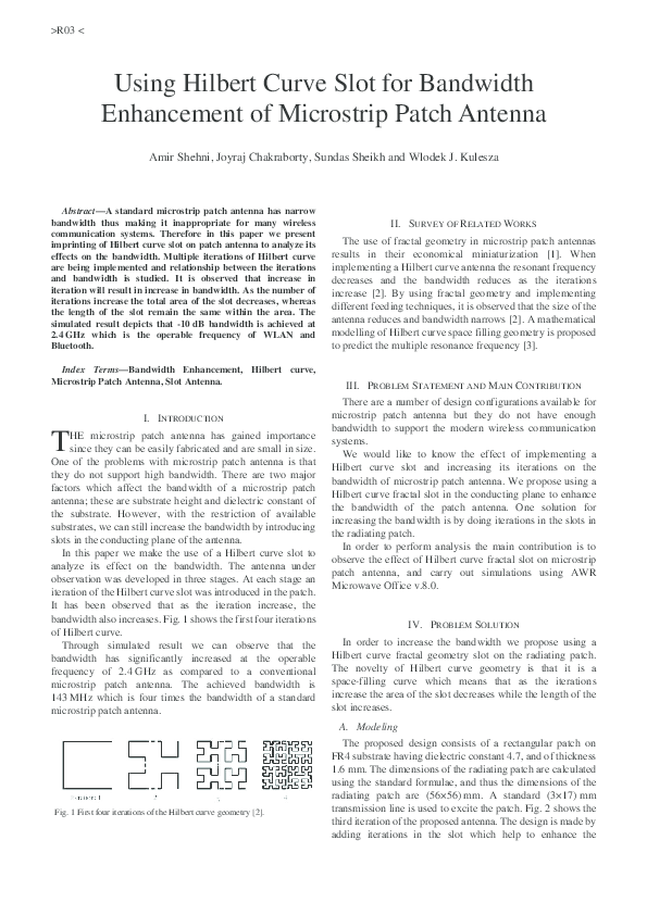 (PDF) Using Hilbert Curve Slot for Bandwidth Enhancement of Microstrip ...