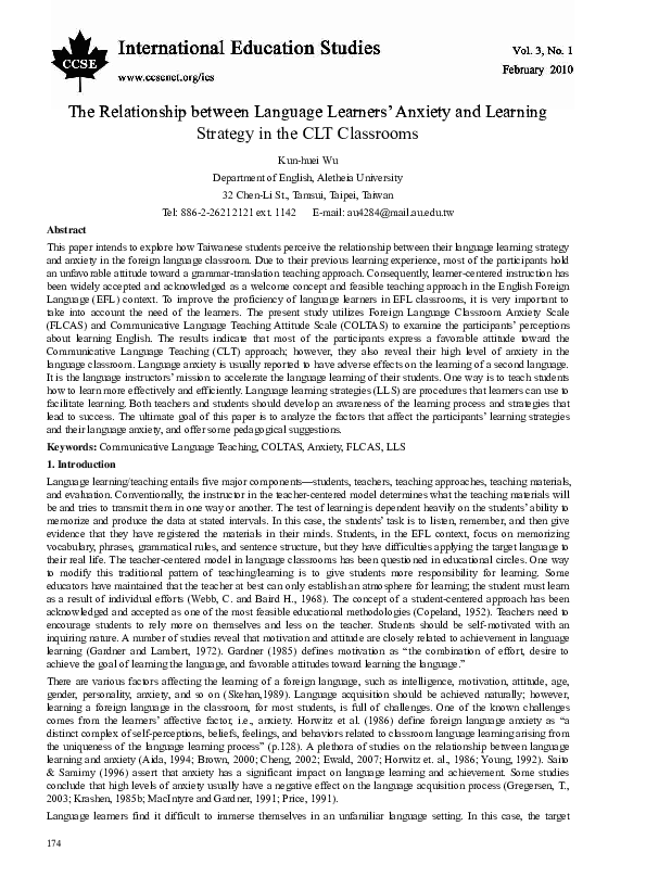 (PDF) International Education Studies The Relationship between Language ...