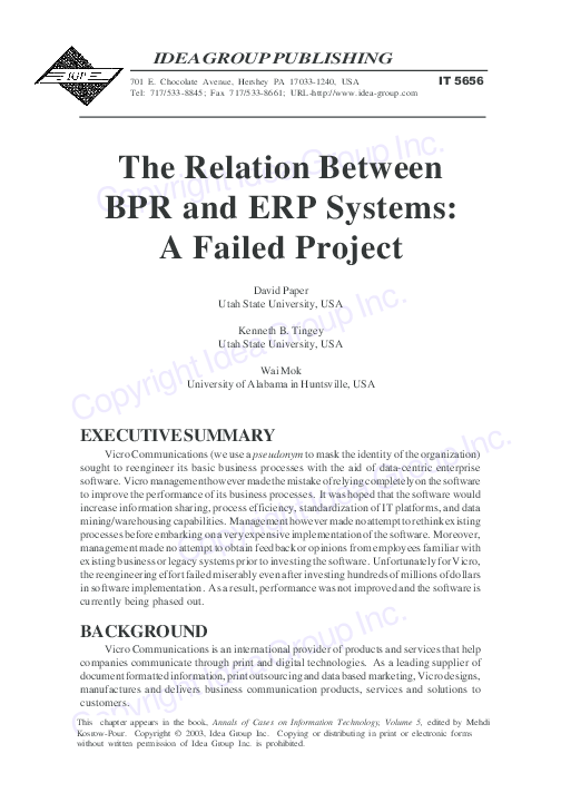 (PDF) The Relation Between BPR and ERP 45 The Relation Between BPR and ...