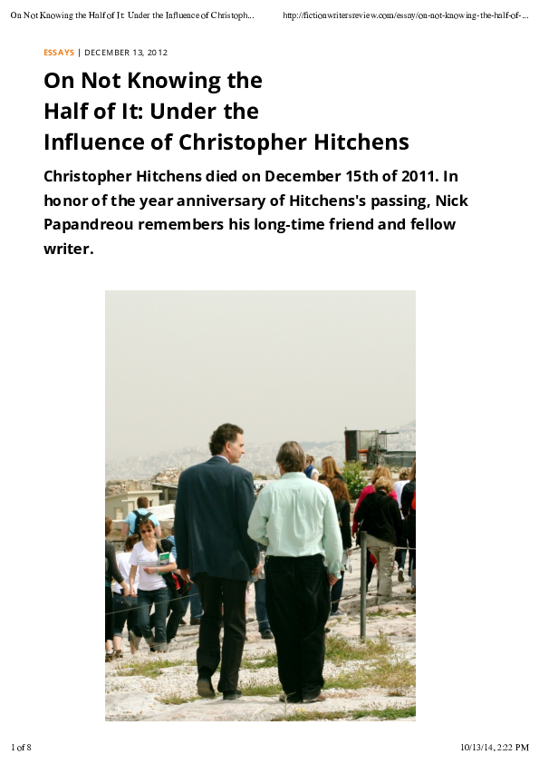 (PDF) Not knowing the Half of it: What my friend Christopher Hitchens ...