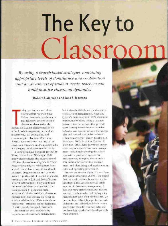 (PDF) The Key to Classroom Management