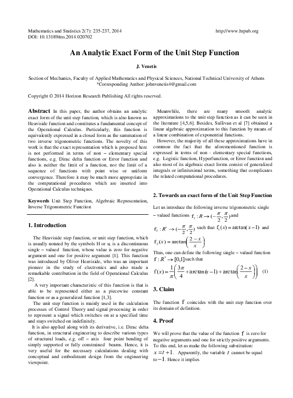 fourier transform of unit step function u(t)