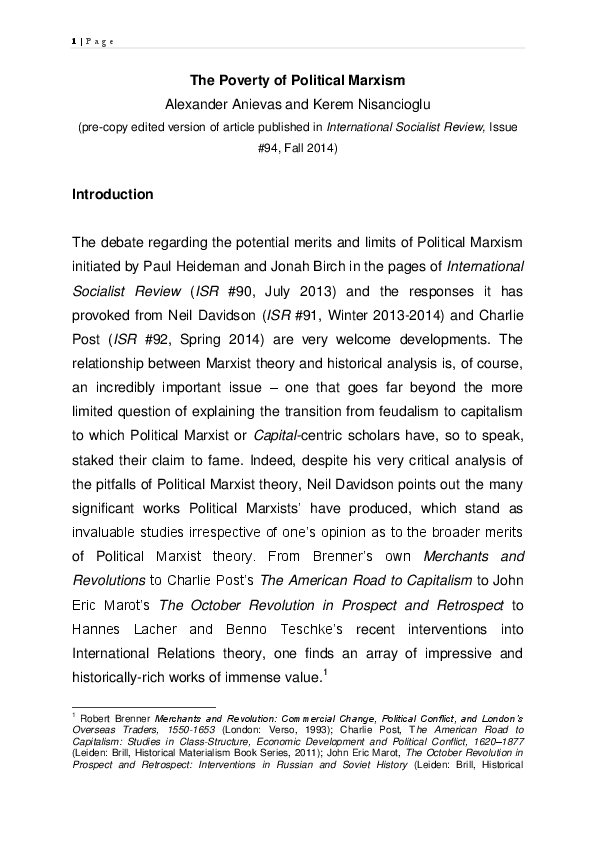 (PDF) The Poverty of Political Marxism