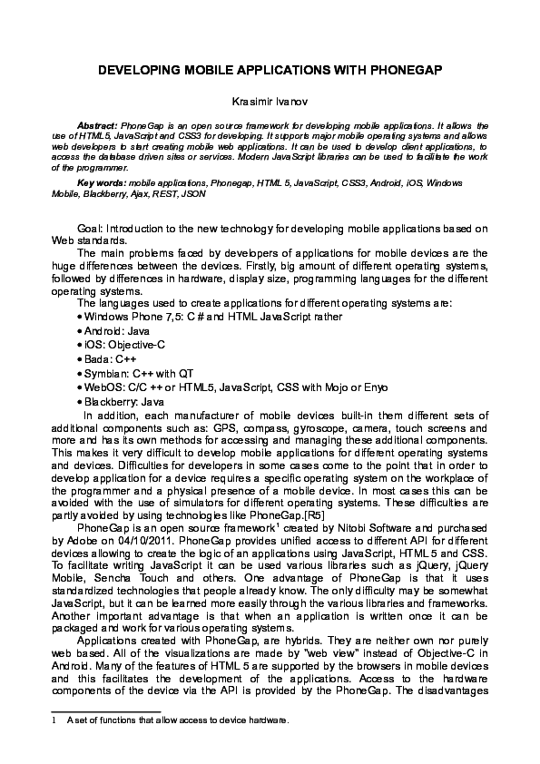 (DOC) DEVELOPING MOBILE APPLICATIONS WITH PHONEGAP