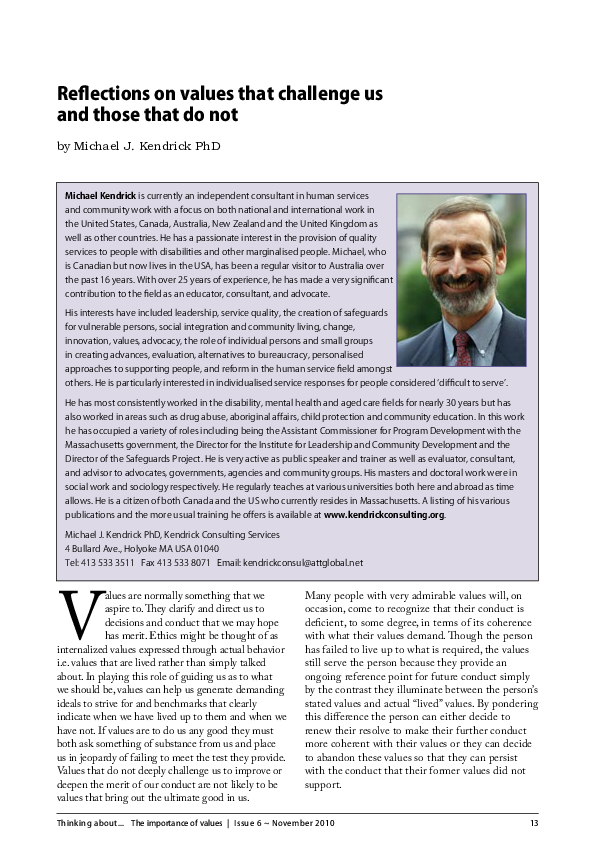 (PDF) Reflections On Values That Challenge Us And Those That Do Not ...