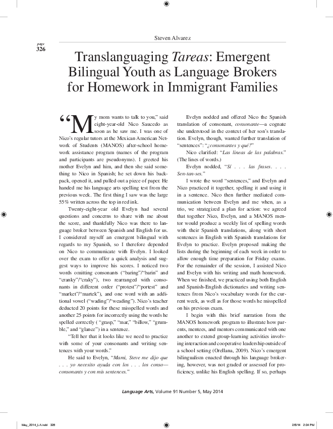 (PDF) Translanguaging Tareas: Emergent Bilingual Youth as Language ...