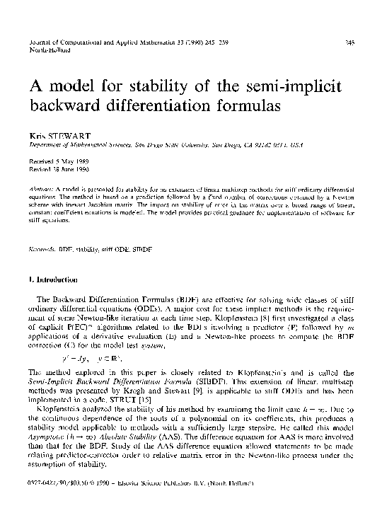 (PDF) A model for stability of the semi-implicit backward ...