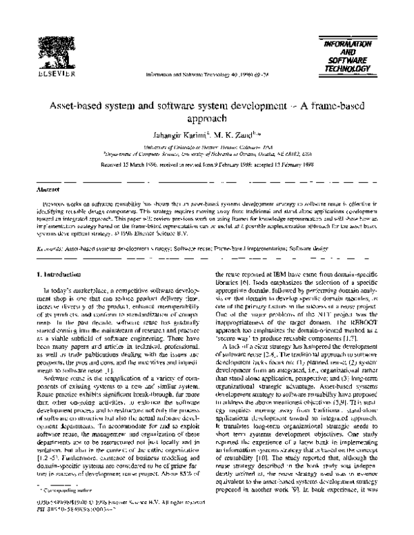 Asset-based system and software system development - A frame-based approach