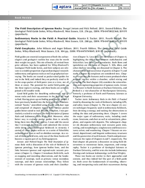 (PDF) Reviews of The Field Description of Igneous Rocks (Dougal Jerram ...