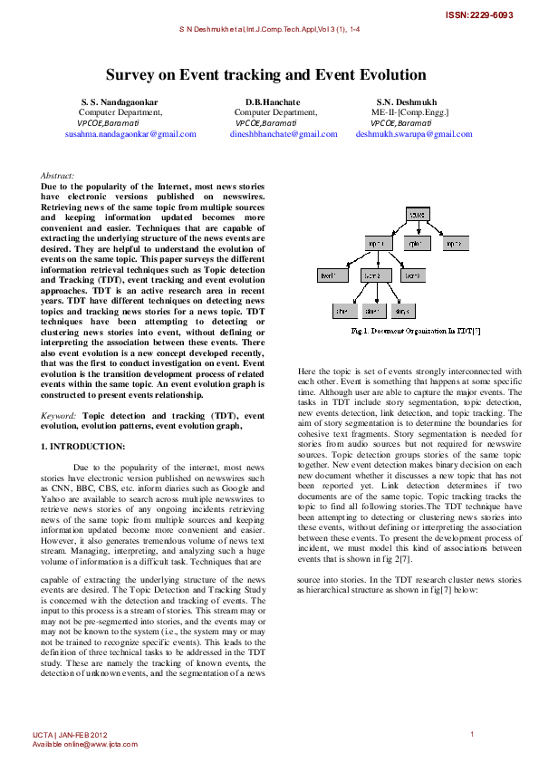 (PDF) Survey on Event tracking and Event Evolution