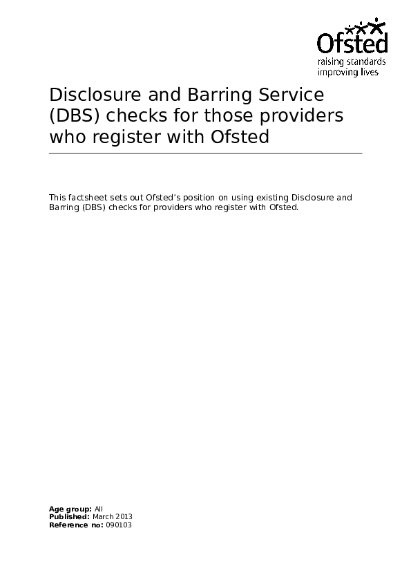 (DOC) Disclosure and Barring Service (DBS) checks for those providers ...