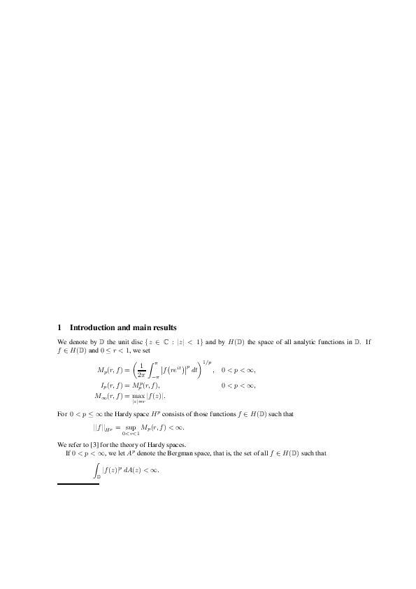 (PDF) An equivalence for weighted integrals of an analytic function and ist derivative